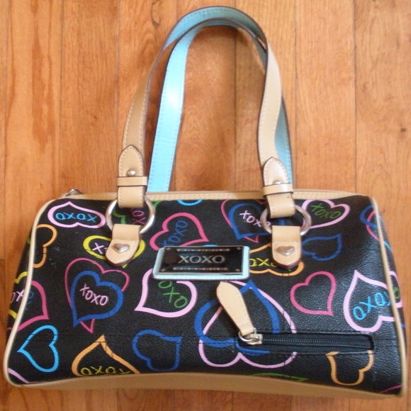 XOXO | Bags | Womens Xoxo Black Multicolored Heart Logo Satchel | Poshmark